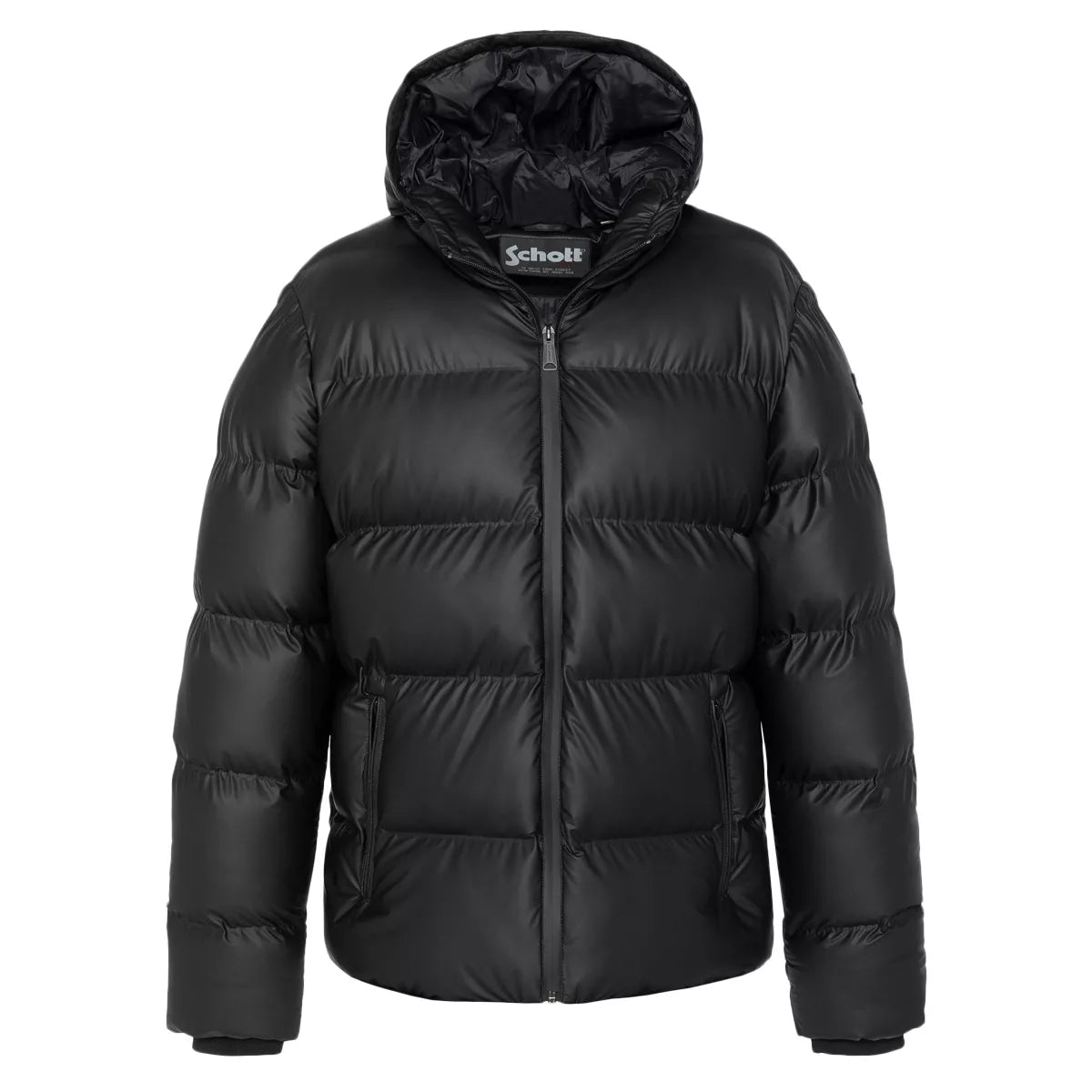 Pegashoes - Doudoune Schott Rubber A Capuche ILLINOIS BLACK