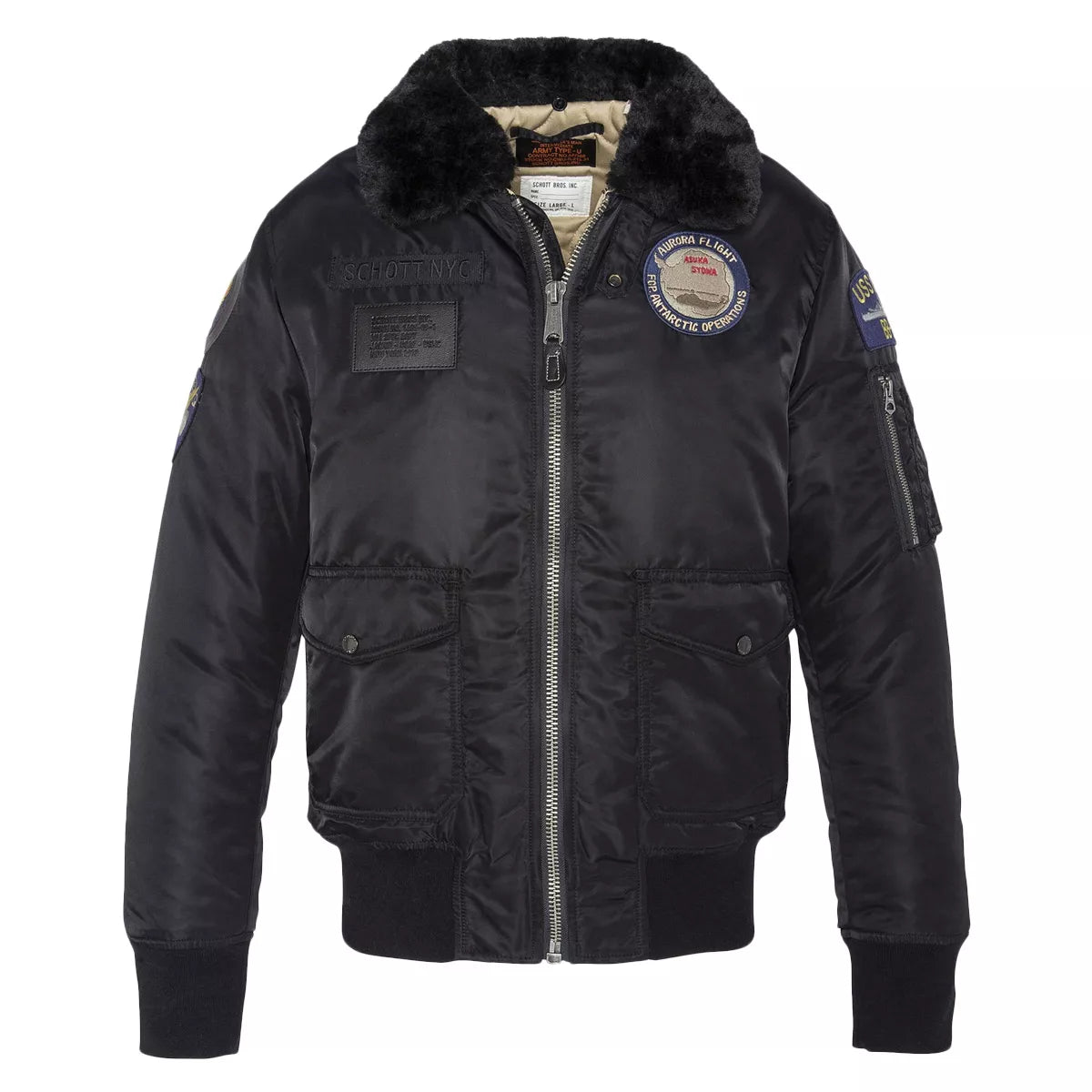 Pegashoes - Blouson badgé Schott Oharavintrs Noir - Oharavintrs-Black